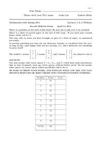 Second Midterm Exam Problems - Elementary Matrix and Linear Algebra | MATH 340 - Docsity