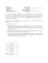 Multivariable Calculus - 6 Questions in Midterm Exam | MATH 2263 - Docsity