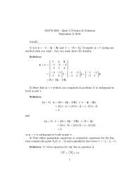 Quiz 2 with Solutions for Calculus III | MATH 2203 - Docsity