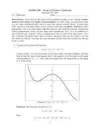 Exam 2 Version 1 | Solution - Calculus I - Honors | MATH 1190 - Docsity