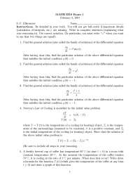 Exam 1 with 6 Questions for Differential Equations | MATH 3310 - Docsity
