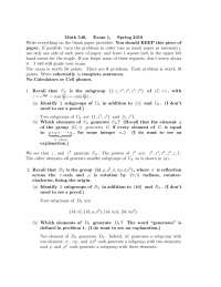 Solved Exam 1 - Algebraic Structures I | MATH 546 - Docsity