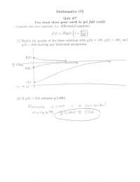 2 Solved Problems on Differential Equations - Quiz 7 | MATH 172 - Docsity