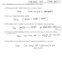 Exam 2 with Answer Key - Linear Algebra I | MATH 3333 - Docsity