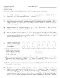 Practice Final Examination - Algebraic Topology I | MATH 6813 - Docsity