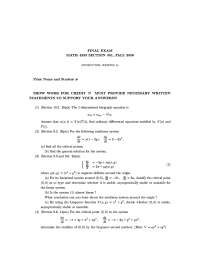 10 Problems on Differential Equations - Final Examination | MATH 4233 ...