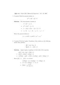 Quiz 4 with Solutions | Differential Equations | MATH 2233 - Docsity