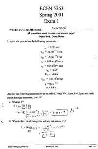 Past Exam 1 with Solutions - Digital VLSI Design Systems | ECEN 5263 - Docsity