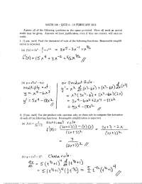 Quiz 4 with Answers - Introductory Calculus with Business Applications | MATH 108 - Docsity
