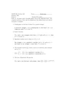 Exam 3 Problems - Number Theory | MATH 301 - Docsity