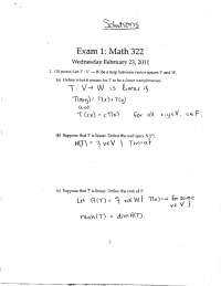 5 Solved Problems on Advanced Linear Algebra - Exam 1 | MATH 322 - Docsity