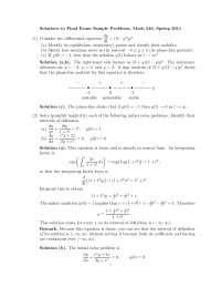 Solutions for Final Exam - Differential Equation for Science and Engineers | MATH 246 - Docsity