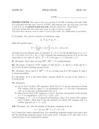 Introductory Topology I - Final Exam Questions | MATH 751 - Docsity