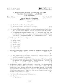PROCESS ENGINEERING PRINCIPLES, compilation of exams - Docsity