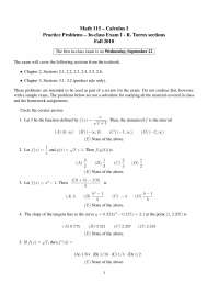 Practice Problems Exam 1 - Calculus I | MATH 115 - Docsity