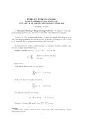 Integer Programming, Lecture Slides - Mathematics - Prof Raphael Hauser - Docsity