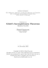 Godel's Incompleteness Theorem, Lecture Notes - Mathematics - Prof ...
