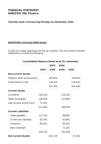 Financial Statement Analysis - Tutorial 2 - Docsity