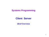 Systems Programming Lec1 - ClientServer brief overview - Docsity
