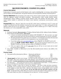 Principles of Macroeconomics - Syllabus | ECON 2105 - Docsity