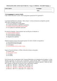Examen parcial lenguaje - Exámenes de Psicología - Docsity