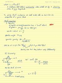 What is a Fluid - Fluid Mechanics - Handwritten Notes | ME 3340 - Docsity