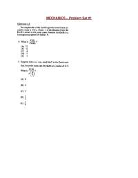 Classical Mechanics - Problem Set 1 - Physics - Docsity