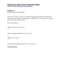 Quantum Mechanics - ProblemSet 2 Solution - Physics - Docsity