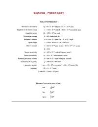Classical Mechanics - Problem Set 4 - Physics - Docsity