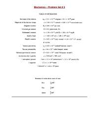 Classical Mechanics - Problem Set 3 - Physics - Docsity