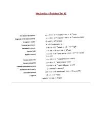 Classical Mechanics - Problem Set 2 - Physics - Docsity