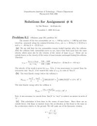 Classical Mechanics - Solution Assignment 6 - Physics - Docsity
