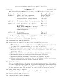 Classical Mechanics - Assignment 1 - Physics | Exercises Physics - Docsity
