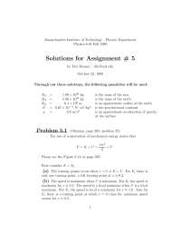 Classical Mechanics - Solution Assignment 5 - Physics - Docsity