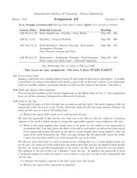 Classical Mechanics - Assignment 8 - Physics - Docsity