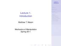 Introduction, Lecture Slide - Robotics - Docsity