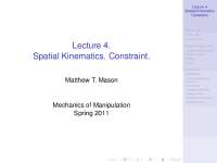 Spatial kinematics, Lecture Slide - Robotics - Docsity