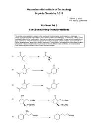 Functional Group Transformations, Exercises - Organic Chemistry - Docsity