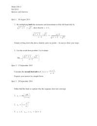 Quizzes and Answers for Calculus I | MATH 1501 - Docsity