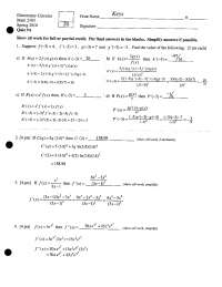 Quiz 9 with Solution - Elementary Calculus | MATH 2103 - Docsity