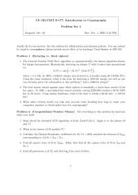 Cryptography 4, Exercises - Computer Science - Docsity