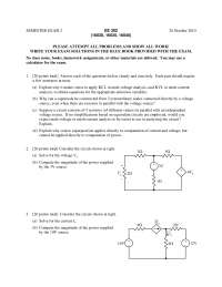 Introduction to Electrical Engineering - MidTerm Exam 2 | E E 302 - Docsity