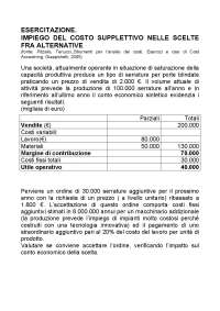 Esercizio sul Costo Supplettivo | Esercizi di Economia Aziendale | Docsity