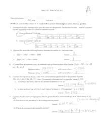 Introduction to Mathematical Modeling - Exam 3 Solved Questions | MATH 1101 - Docsity