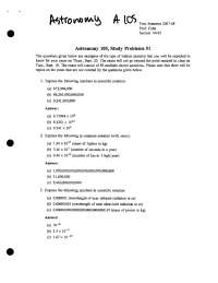 Study Problems with Solutions - Astronomy | AST - Docsity