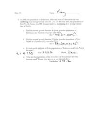 Quiz 3 with Solutions - Introduction to Mathematical Modeling | MATH 1101 - Docsity