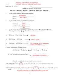 Exam 3 Questions, Fundamentals of Chemistry | CHEM 131 - Docsity