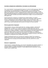 RICORSO GERARCHICO IMPROPRIO E RICORSO IN OPPOSIZIONE - Docsity