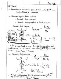 Handwritten Notes on Second Law of Thermodynamics I | ME 3513 - Docsity