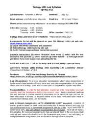 Lab Syllabus on Exploring Life | BIOL 1030 - Docsity